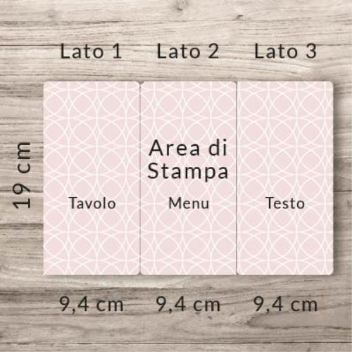 Segnatavolo con menu. A tre facciate: nome tavolo, menu e citazione ...
